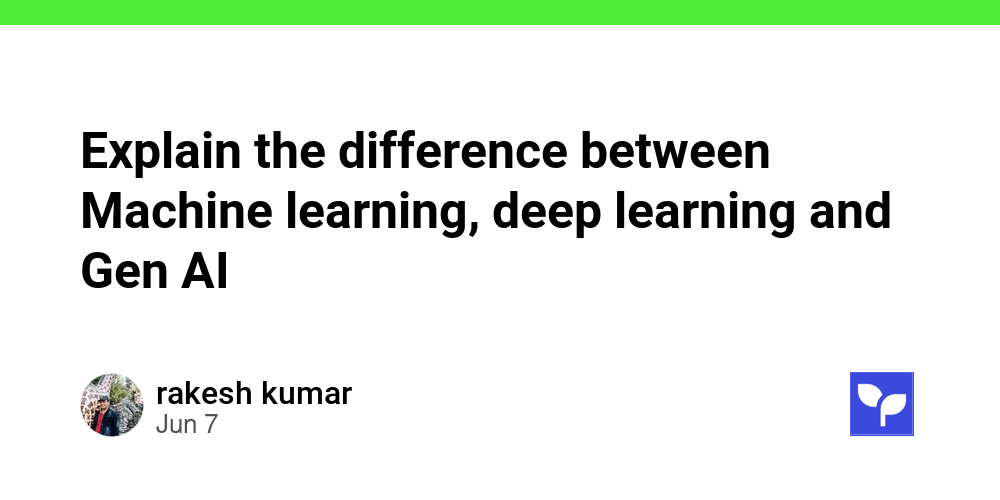 Explain the difference between Machine learning, deep learning and Gen ...